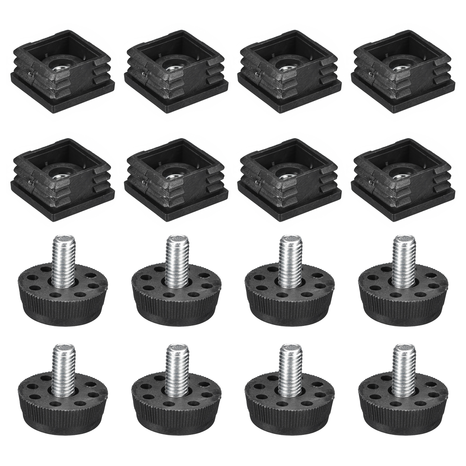 8Pack Inserts for Square Tubes with Leveling Feet, for 1.18"x1.18" OD ...