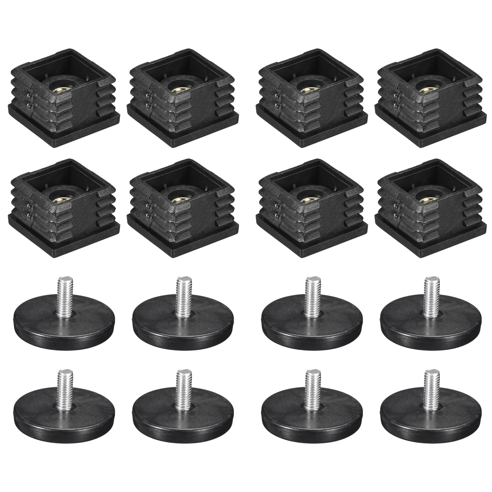 8Pack Inserts for Square Tubes with Leveling Feet, for 1.57"x1.57" OD ...