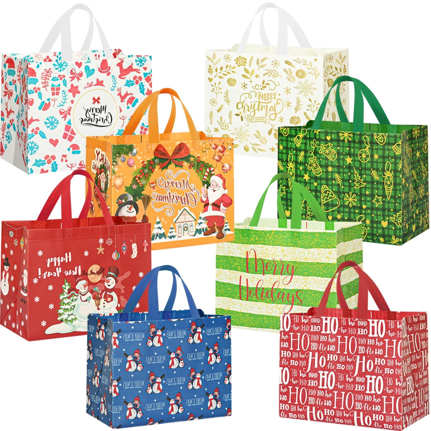 8Pack Large Christmas Gift Bags, Reusable Christmas Bags Gifts ...