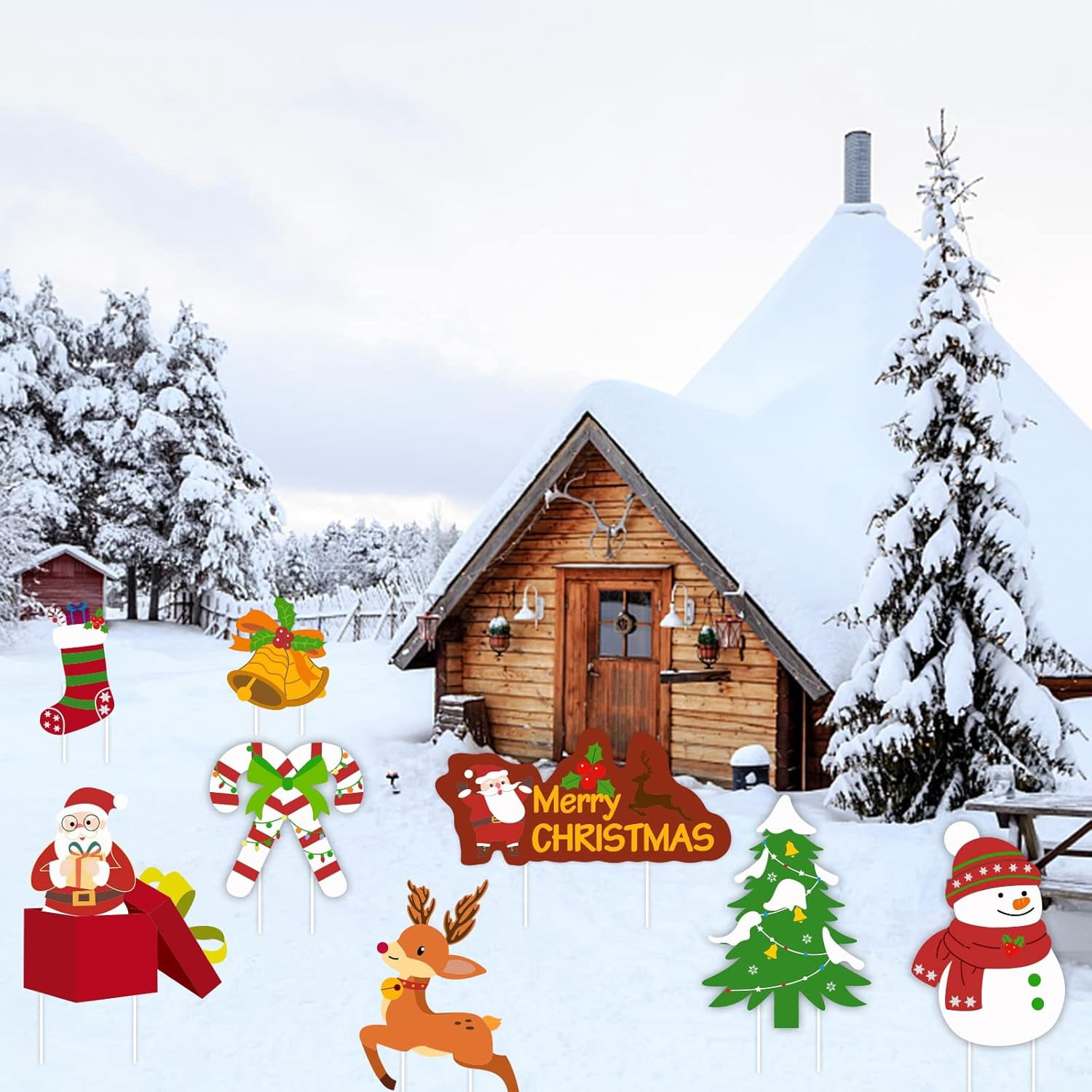8Pack Merry Christmas Yard Signs Christmas Themed Party Supplies ...