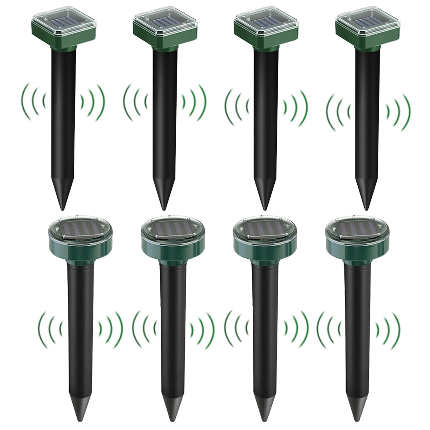 8-Pack Ultrasonic Solar Powered Rodent Repellent - Waterproof for Moles ...