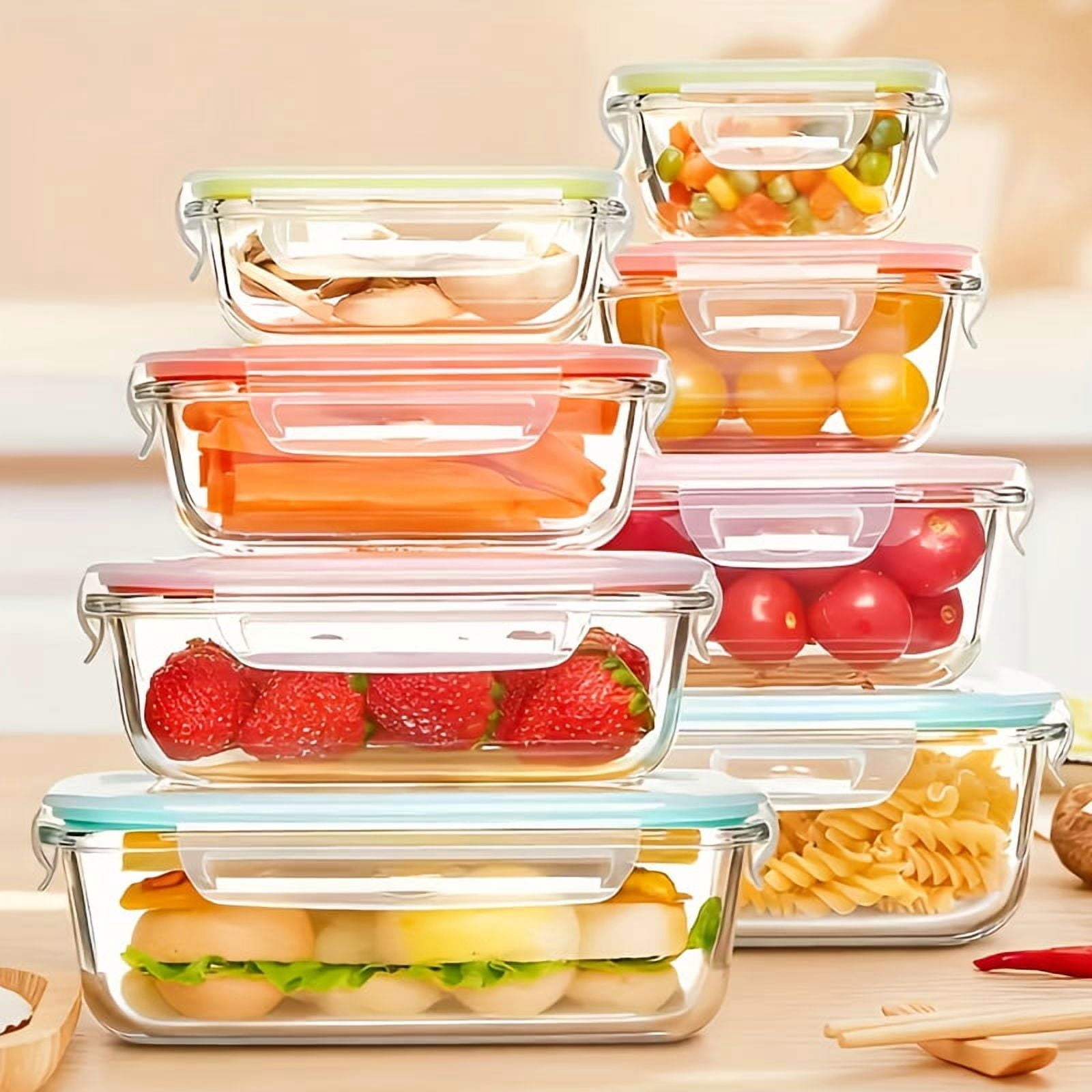 8Pack Premium Glass Food Storage Containers - Airtight, Leak-Proof ...