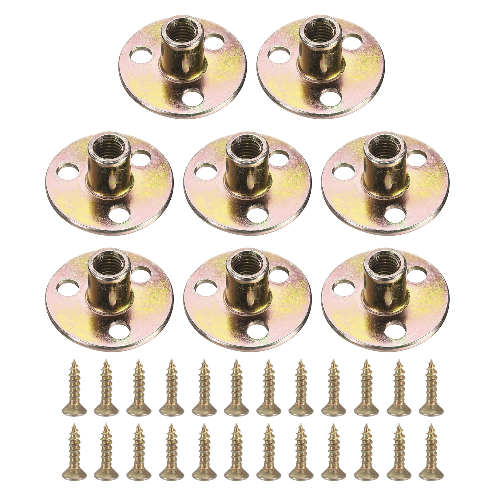 8Pack Round Base T-Nuts, M8 3 Holes Iron Plate Nut, 17.2mm Height ...