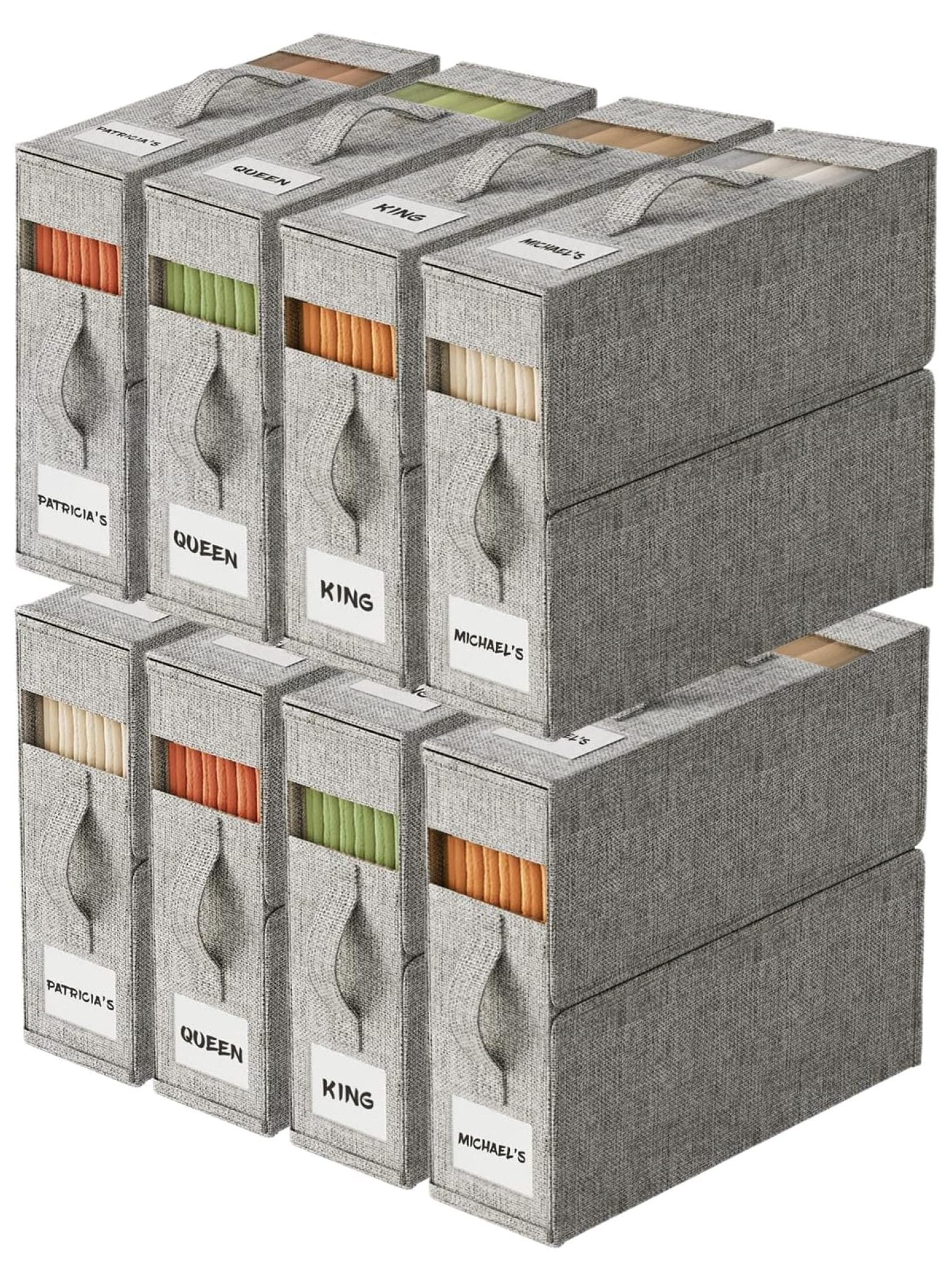 8Pack Sheet Organizers and Storage with Handles – Foldable Linen Closet ...