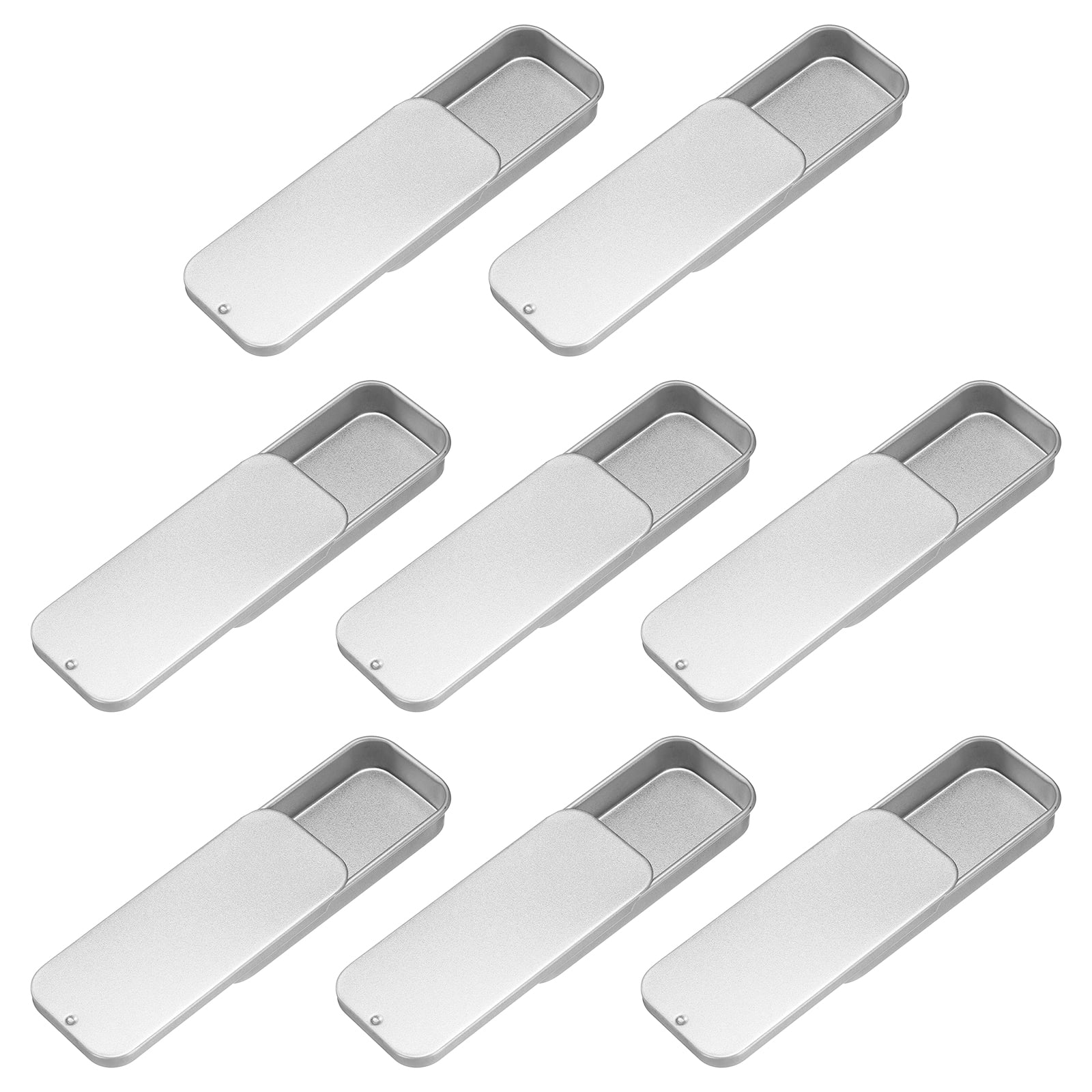 8Pack Slide Top Tin Containers, 3"x1"x0.4" Mini Metal Empty Tins Box ...