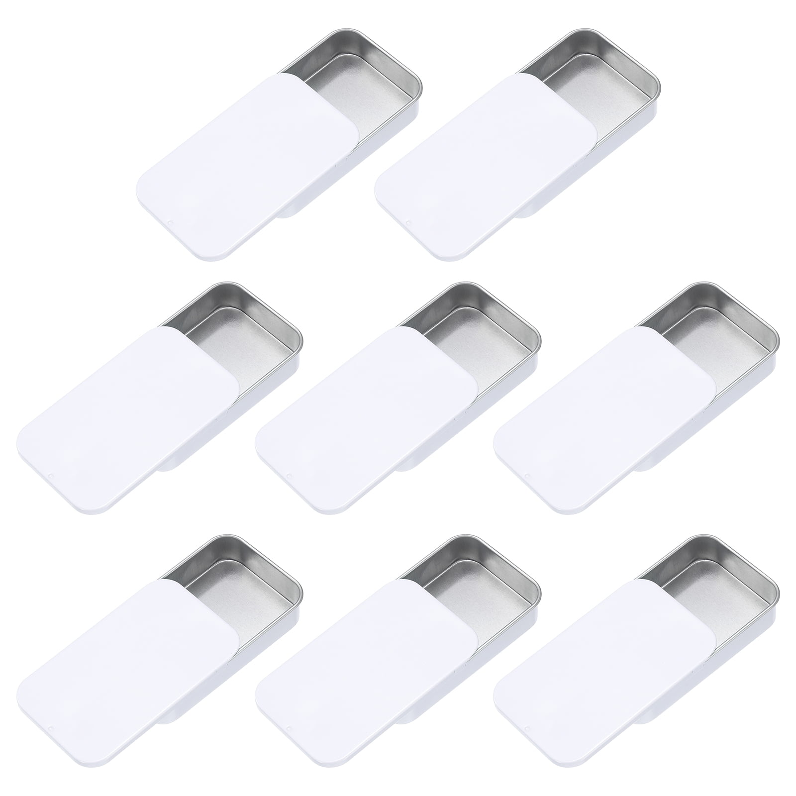 8Pack Slide Top Tin Containers, 3"x2"x0.6" Mini Metal Empty Tins Box ...