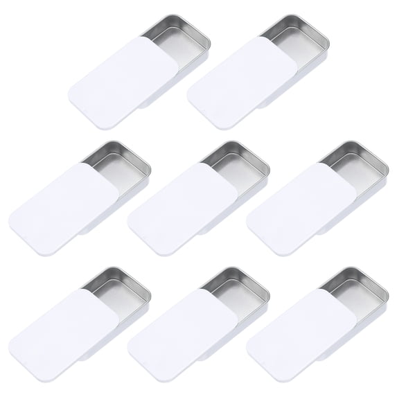 8Pack Slide Top Tin Containers, 3"x2"x0.6" Mini Metal Empty Tins Box ...