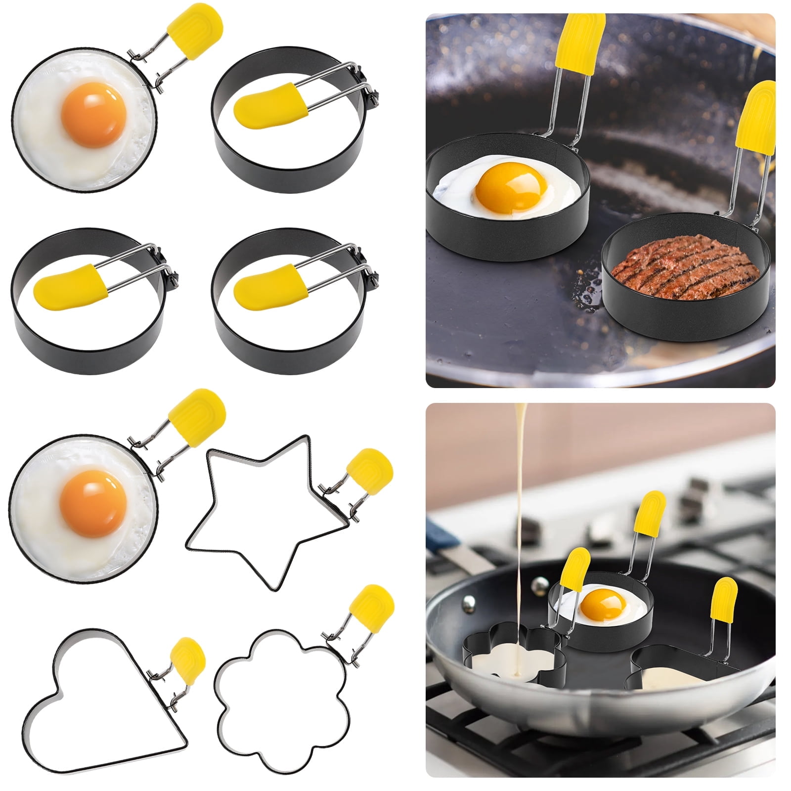 8Packs Egg Rings Fried Egg Mold Cooker Accessories Fried Egg Shaper ...