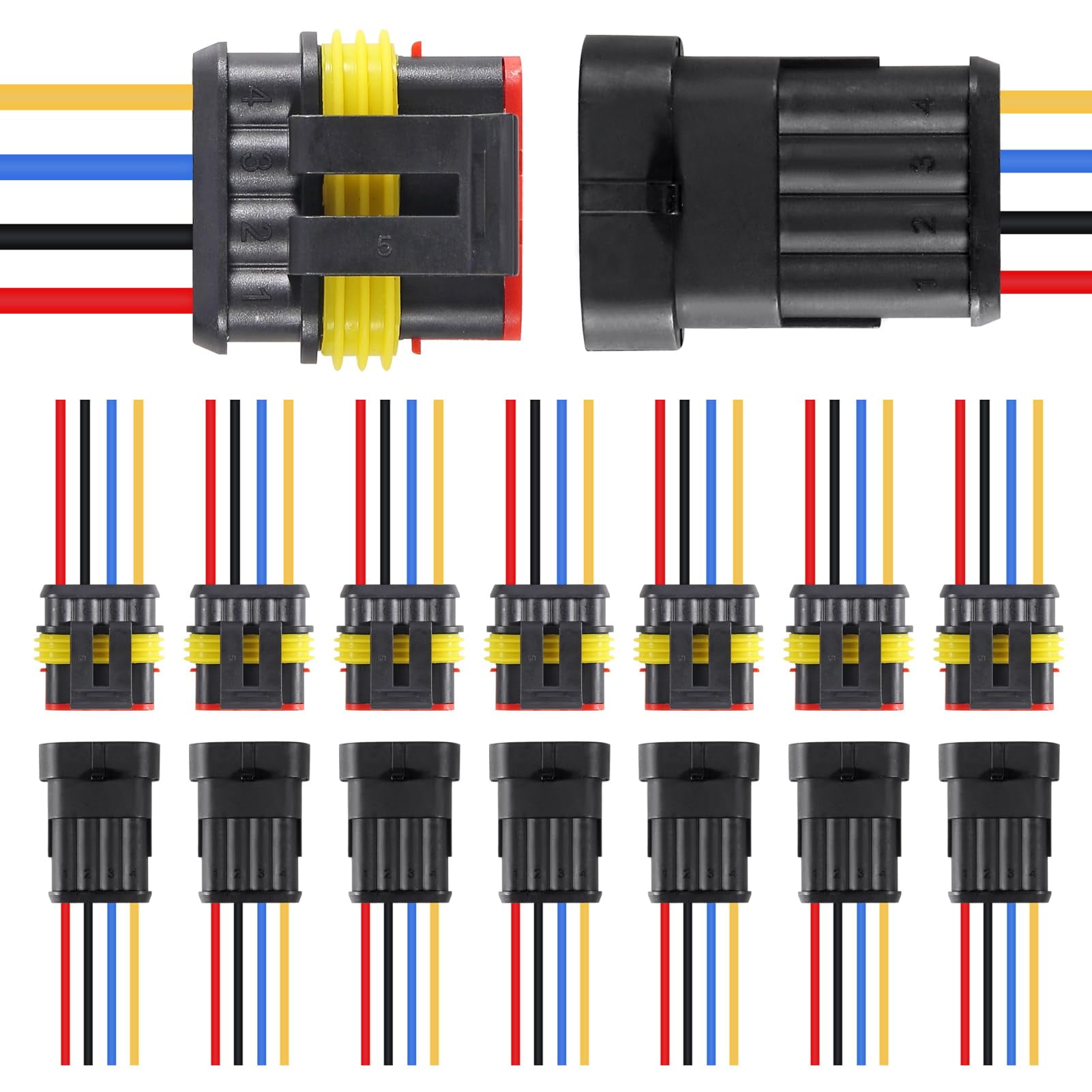 8Pair 4Pin Connector Waterproof Electrical 4 Pin Plug Electrical Wire ...