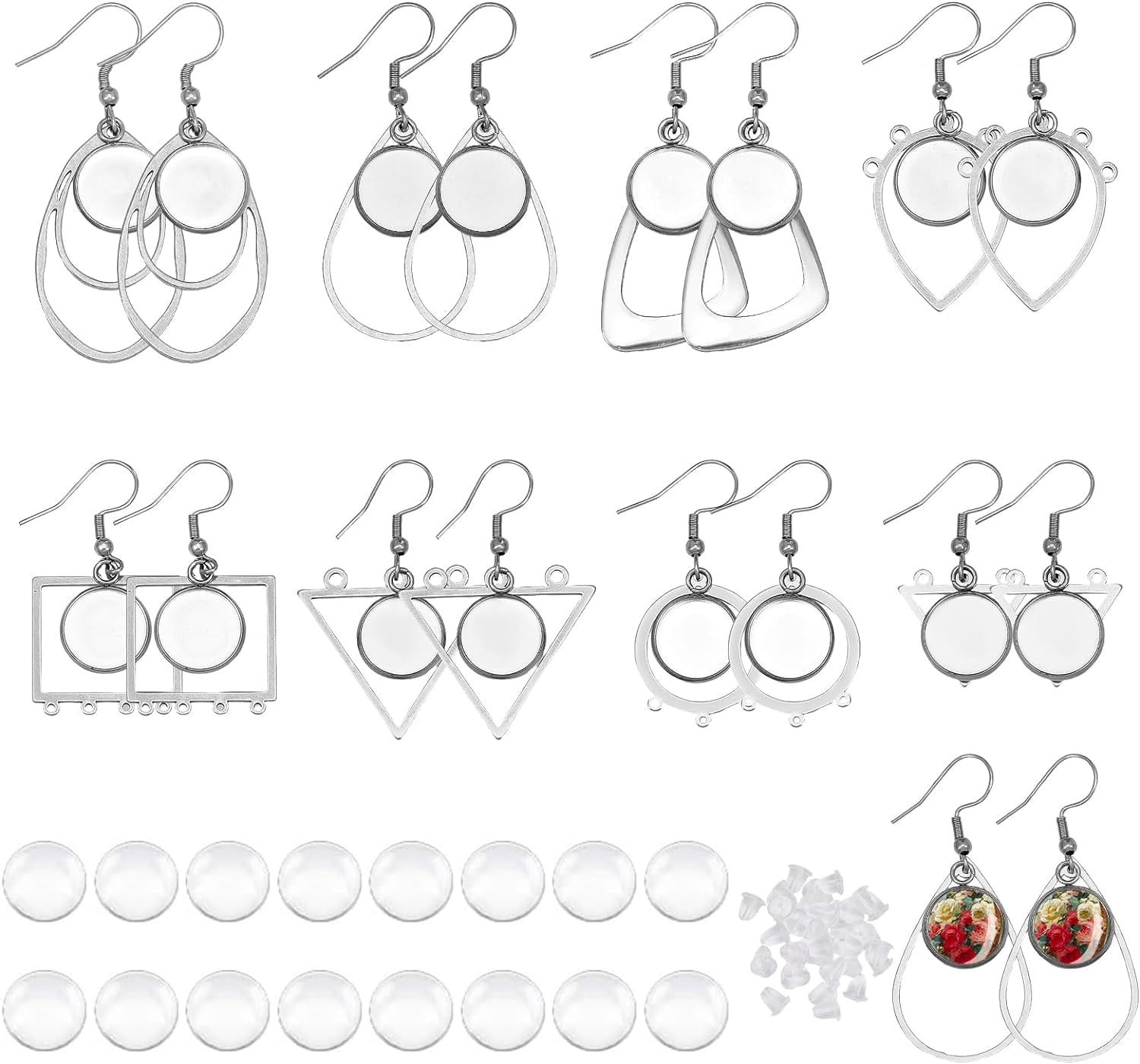 8Pairs 8Styles Earrings Wire Hooks Blanks DIY Earring Making Kits ...