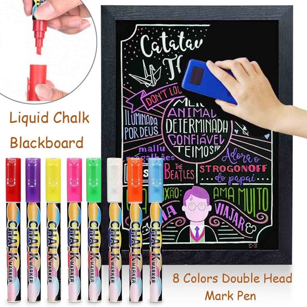 8Pc Liquid Chalk Wipe Pen Chalk Mark 3Mm Head Double Pen 8 Blackboard ...