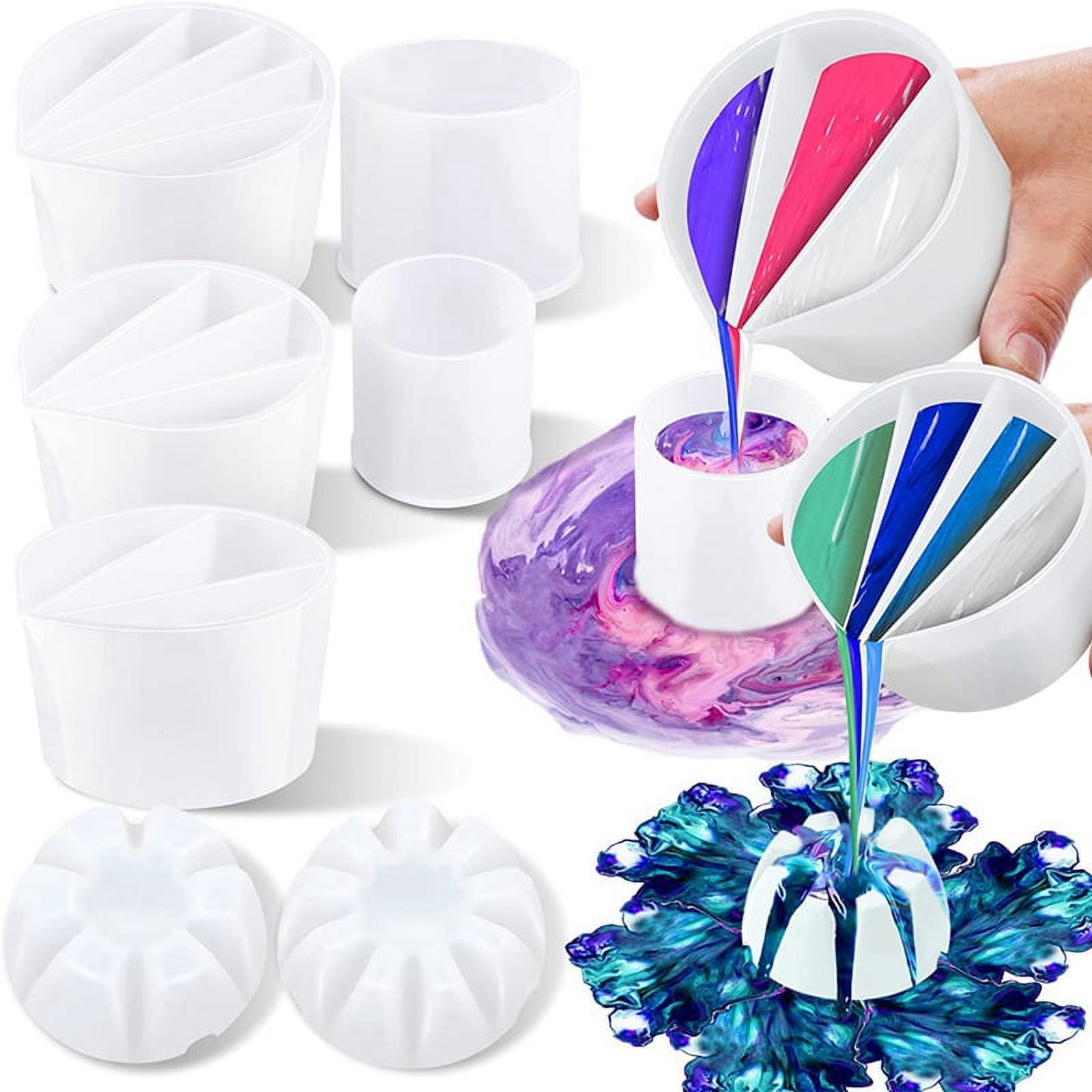 8Pc Paint Pour Cup Bundle Paint Pouring Cup Multi Channel Split Cup for ...