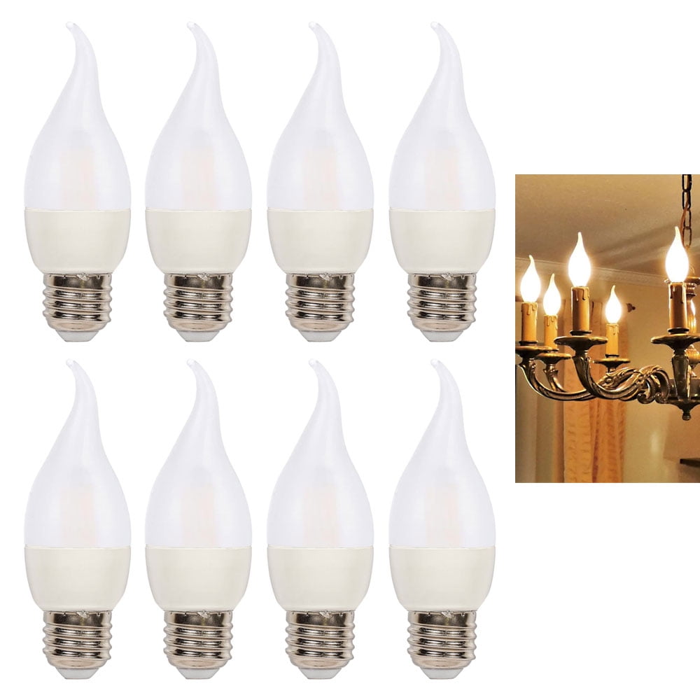 8Pc Turn Tip Light Bulbs Frosted 40W LED E26 Medium Base Lamp Flame ...