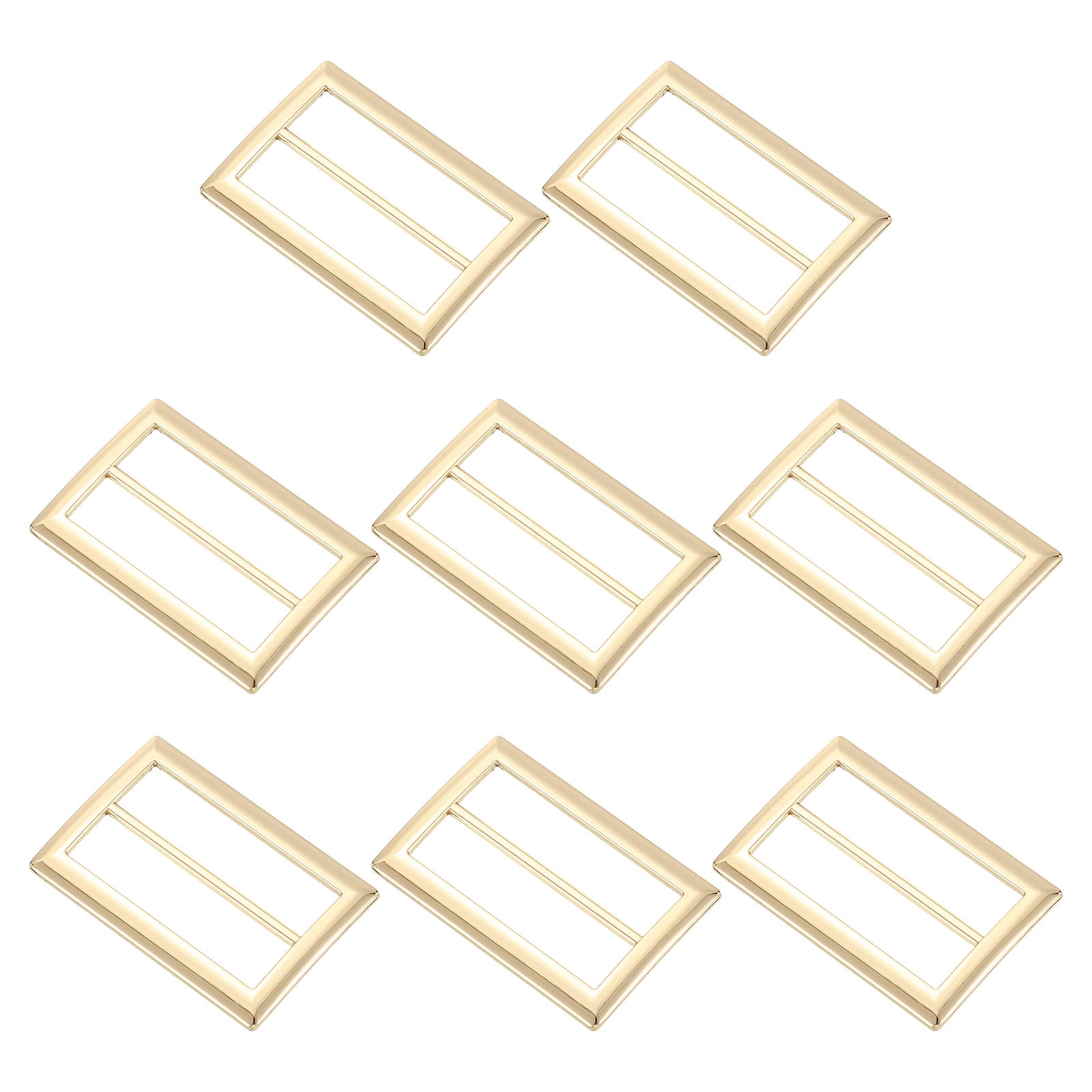 8Pcs 1-1/8" Metal Slider Buckles, Flat Tri-Glide Button Fasteners, Gold ...