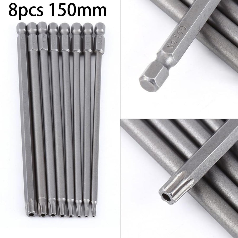8Pcs 1/4 Inch Hex Magnetic Torx Screwdriver Bit Set Hand Tool 150MM ...