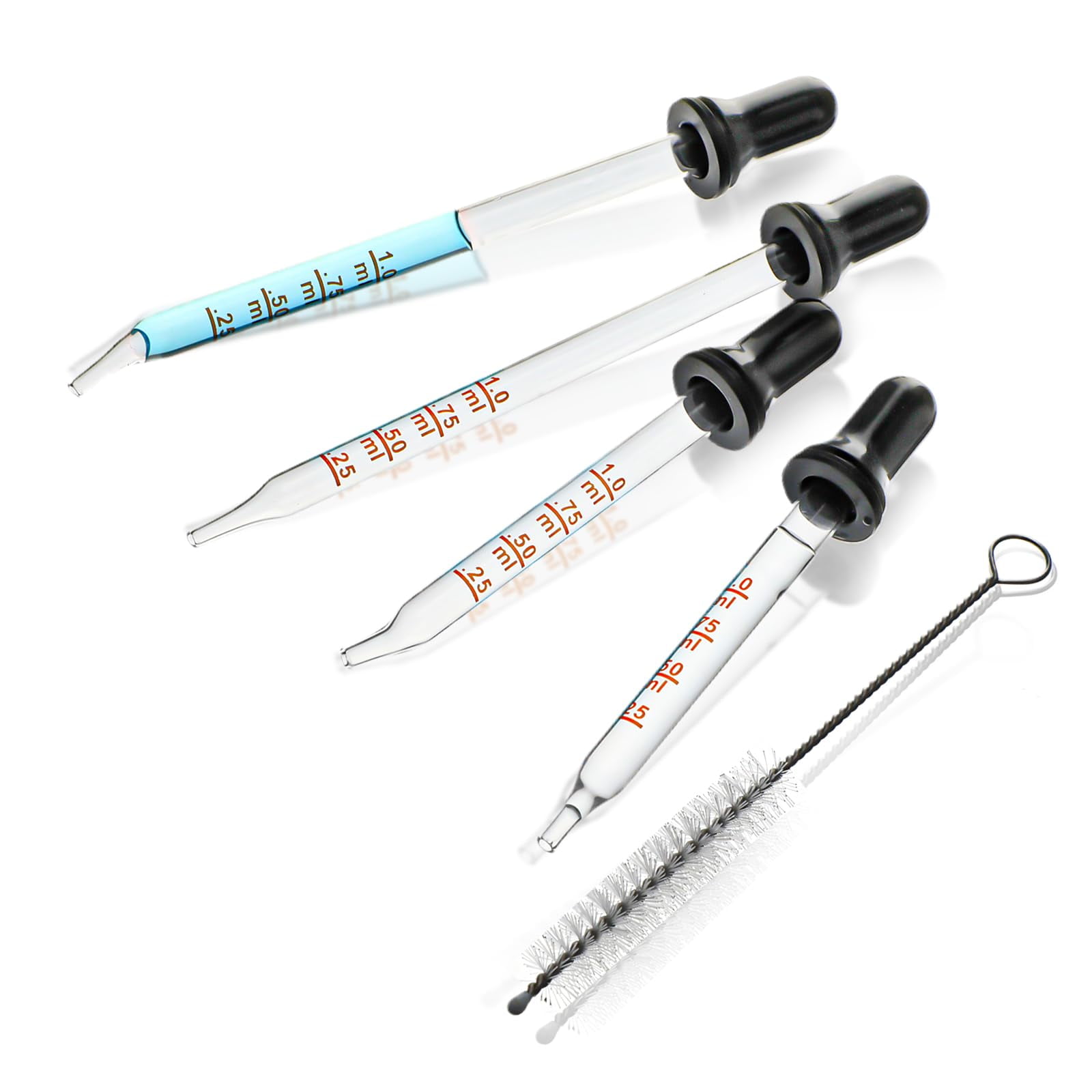 8Pcs 1 ML Glass OIF8 Eye Droppers Bent & Straight Dropper Calibrated ...