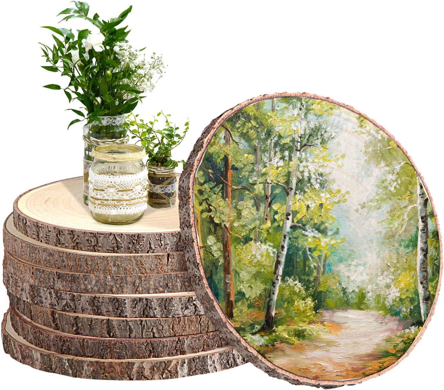 8Pcs 10-12 Inches Wood Slices Large Wood Rounds Wood Centerpieces for ...