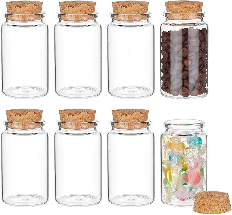 8Pcs 100ml/3.4oz Mini Glass Bottles with Cork Stoppers Wish Bottles ...