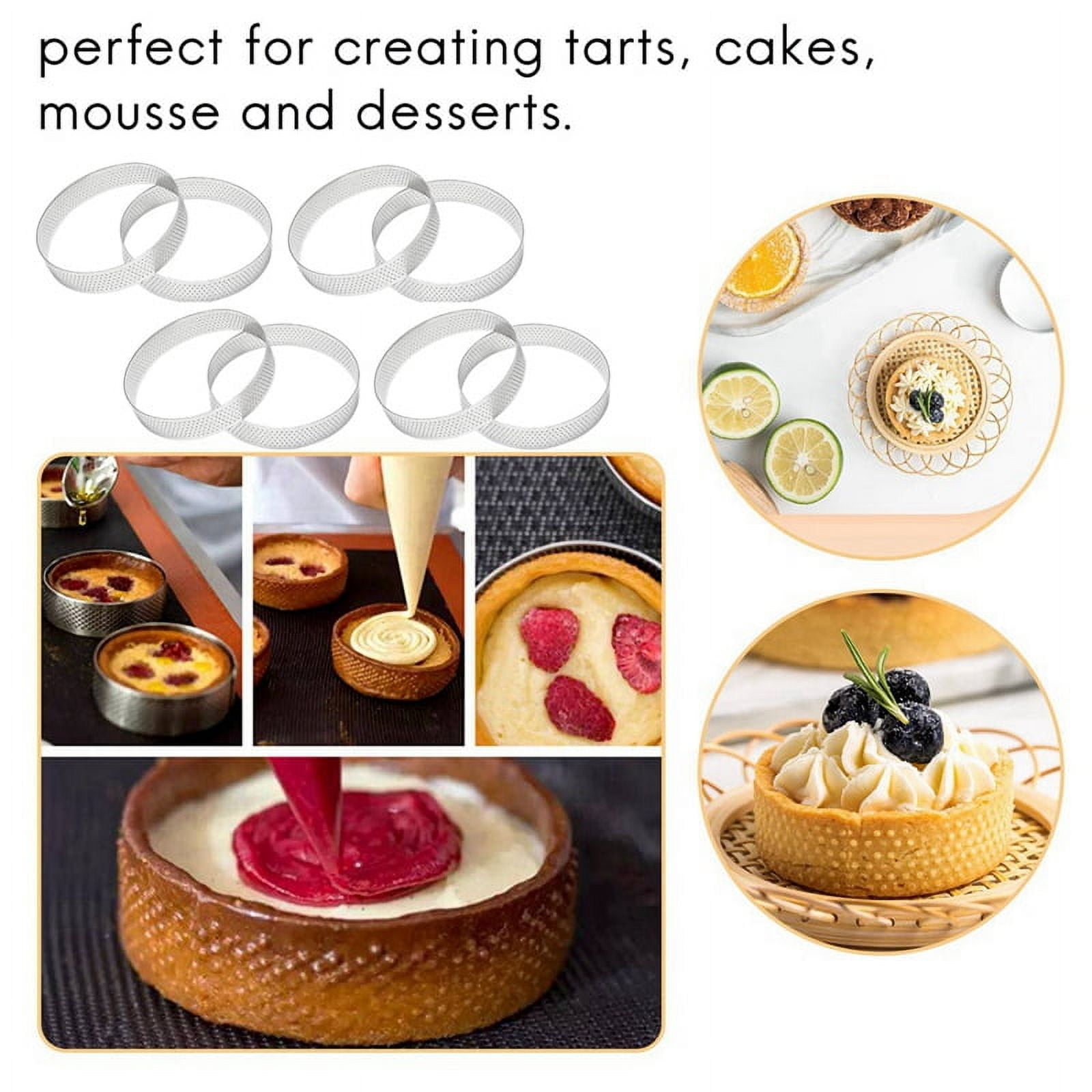 8Pcs 10cm Circular Tart Ring Pizza Dessert DIY Stainless Steel ...