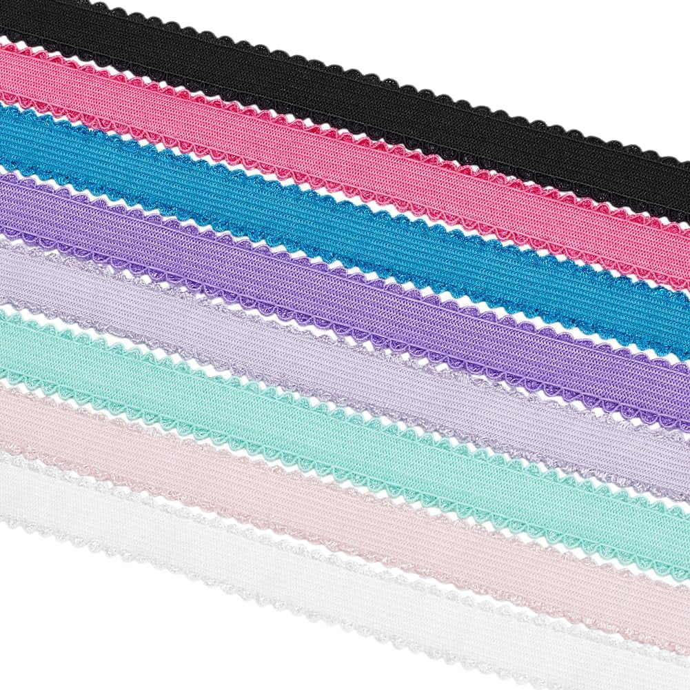 8Pcs 16Yards Nylon Elastic Lace Trim Ribbons 0.5inch Wide Braid Lace ...