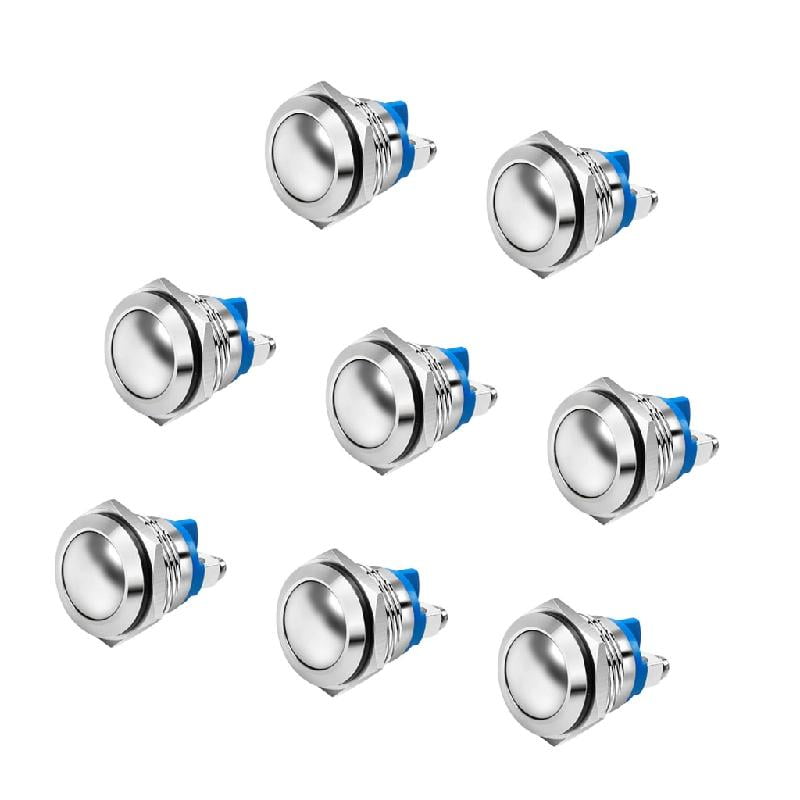 8Pcs 16mm Waterproof Resets Metal Push Button Switches Screw Terminals ...
