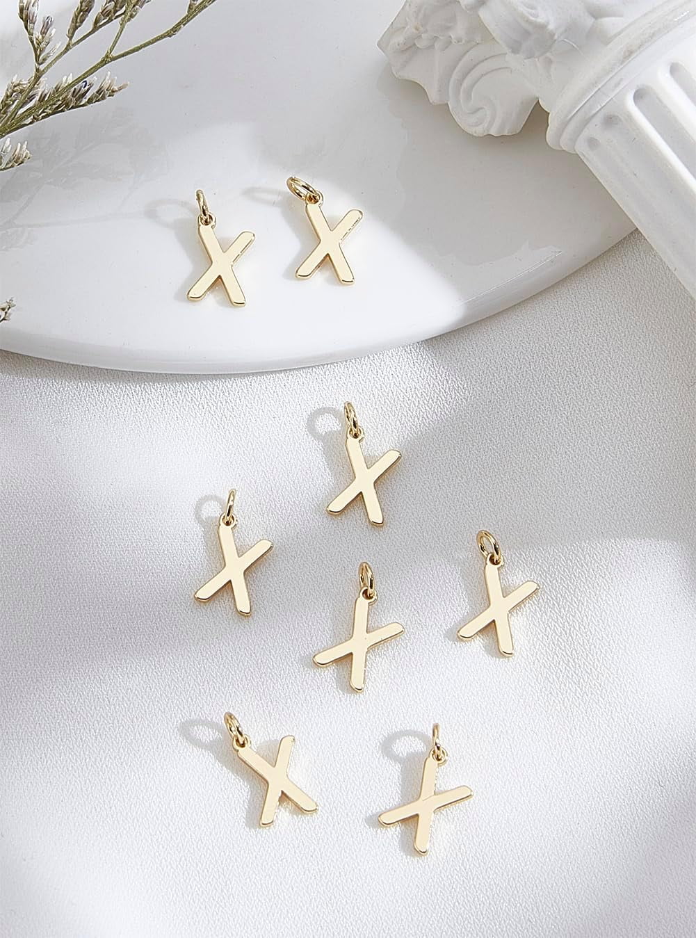 8Pcs 18K Gold Plated Letter X Charms Letter X Pendant Charms Gold A-Z ...
