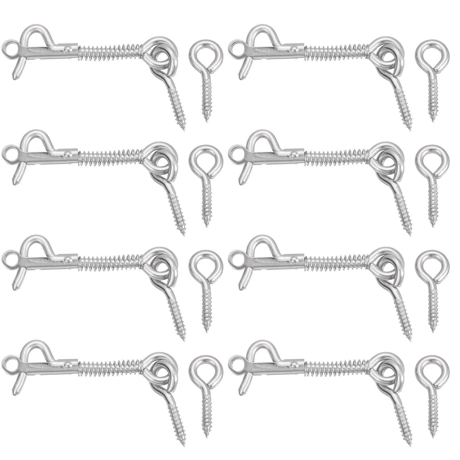 8Pcs 2.5" Cabin Hook Eye Latch, 304 Stainless Steel Spring Hook and Eye ...