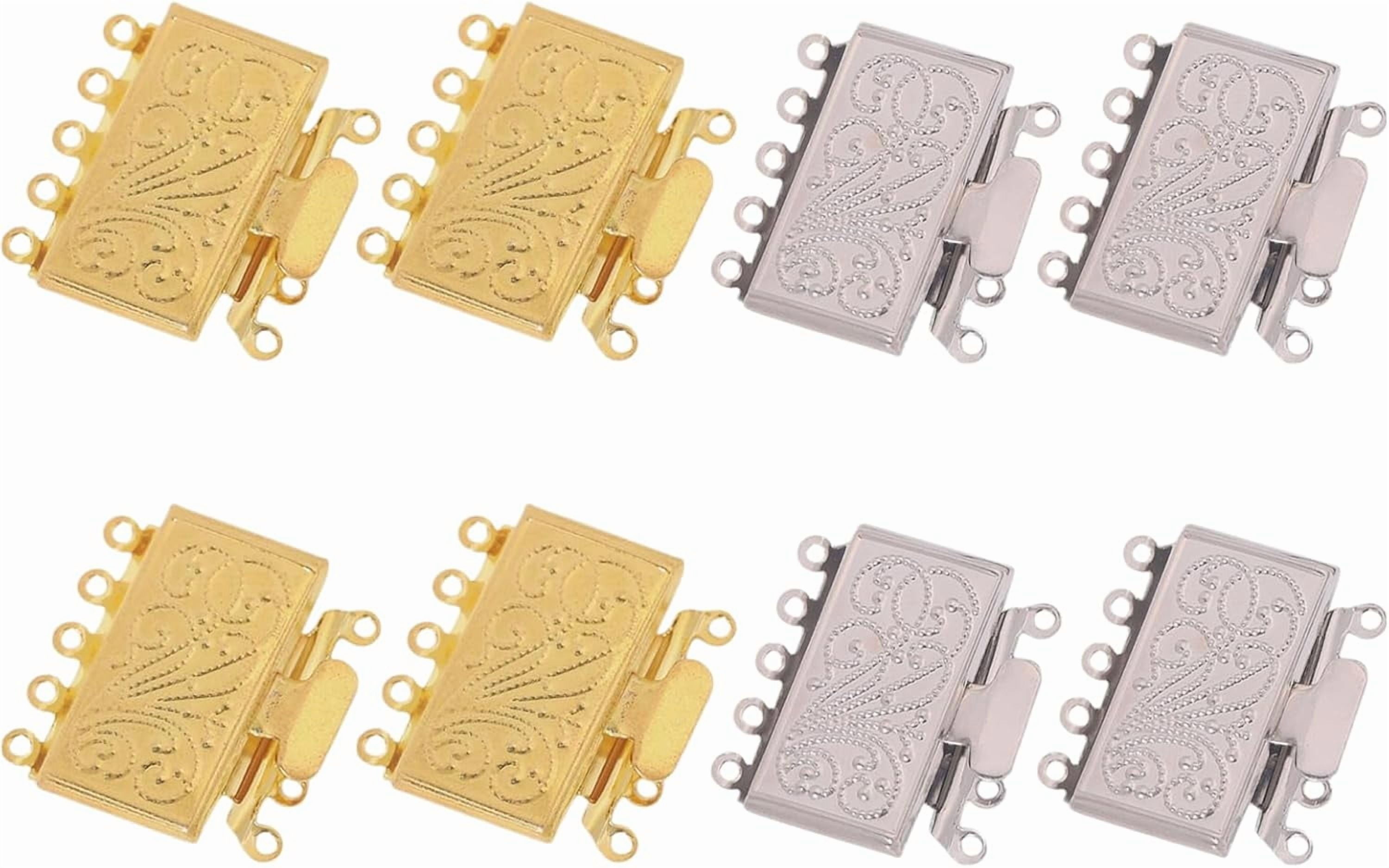 8Pcs 2 Color 5-Strand Filigree Style Box Clasp Rectangle Clasps Multi ...