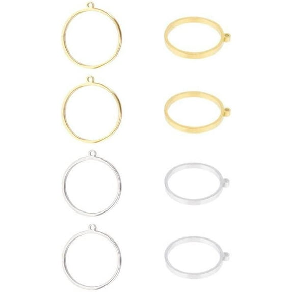 8Pcs 2 Colors 304 Stainless Steel Open Back Bezel Pendants Ring Circle ...