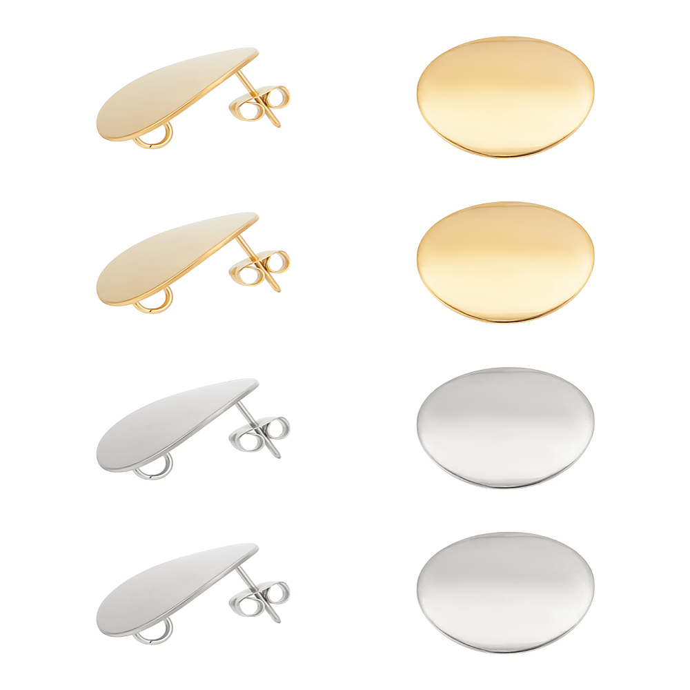 8Pcs 2 Colors 304 Stainless Steel Stud Earring Findings with Loop ...