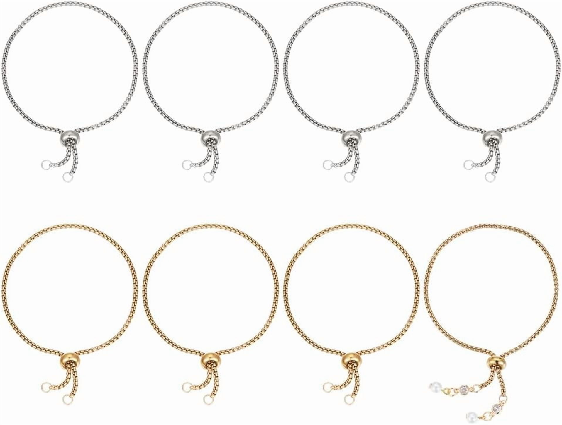 8Pcs 2 Colors Adjustable 304 Stainless Steel Slider Bracelets Set Box ...
