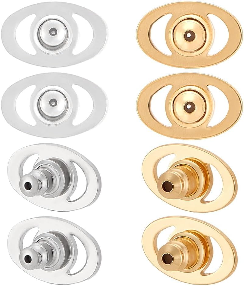 8Pcs 2 Colors Brass Ear Nuts Friction Earring Backs for Stud Earrings ...