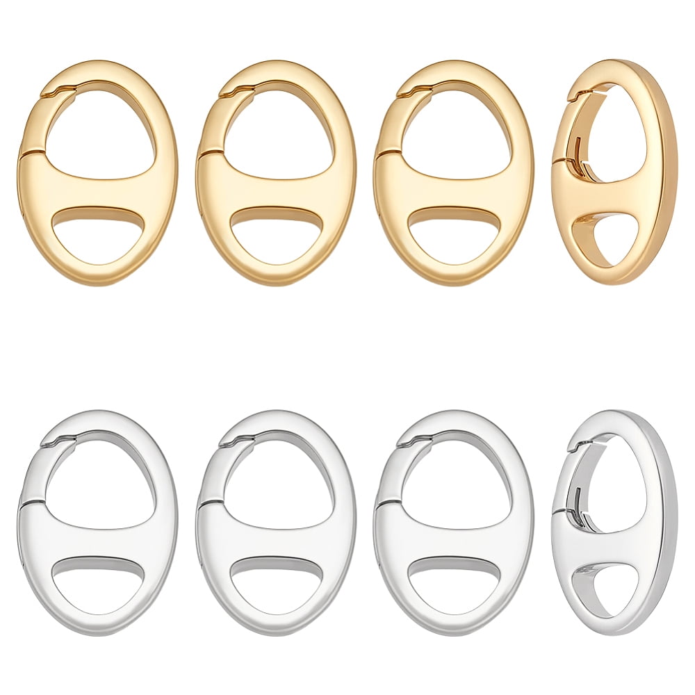 8Pcs 2 Colors Brass Spring Gate Rings Oval Platinum & Golden 16x11x2 ...