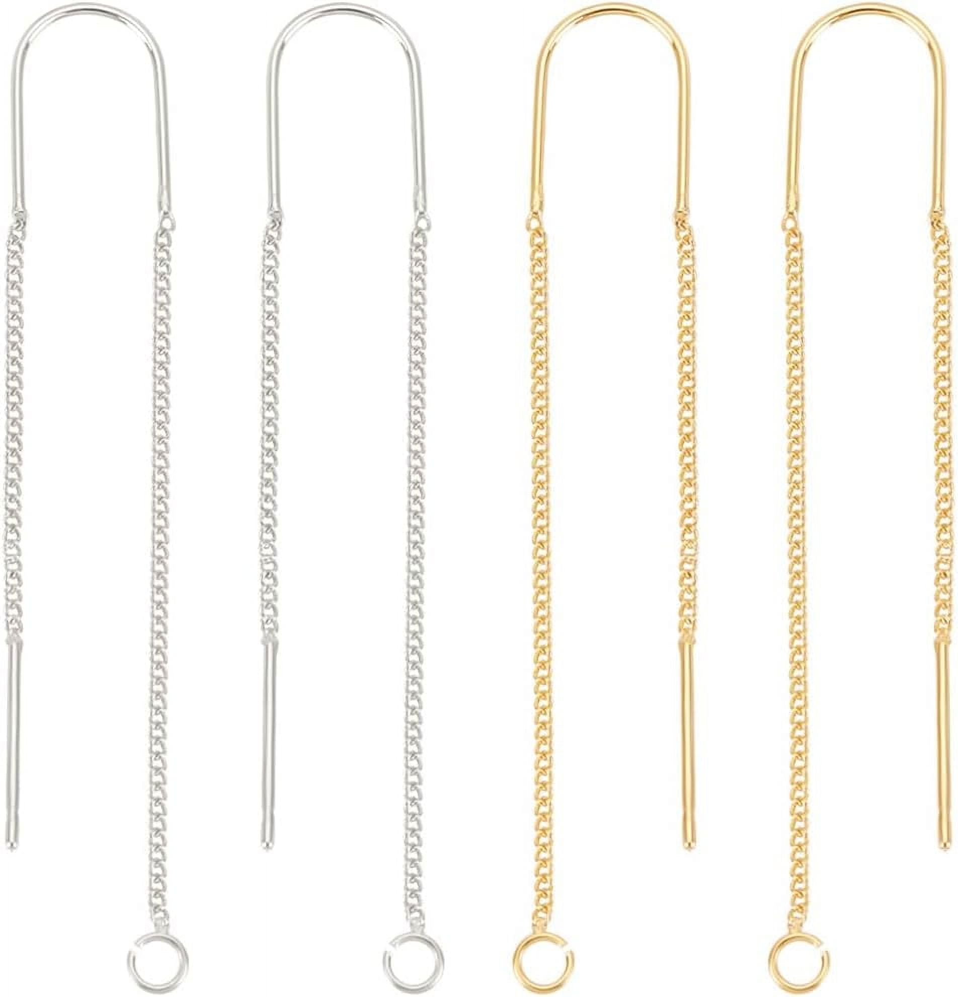 8Pcs 2 Colors Ear Threads 18K Gold & 925 Sterling Silver Plated String ...