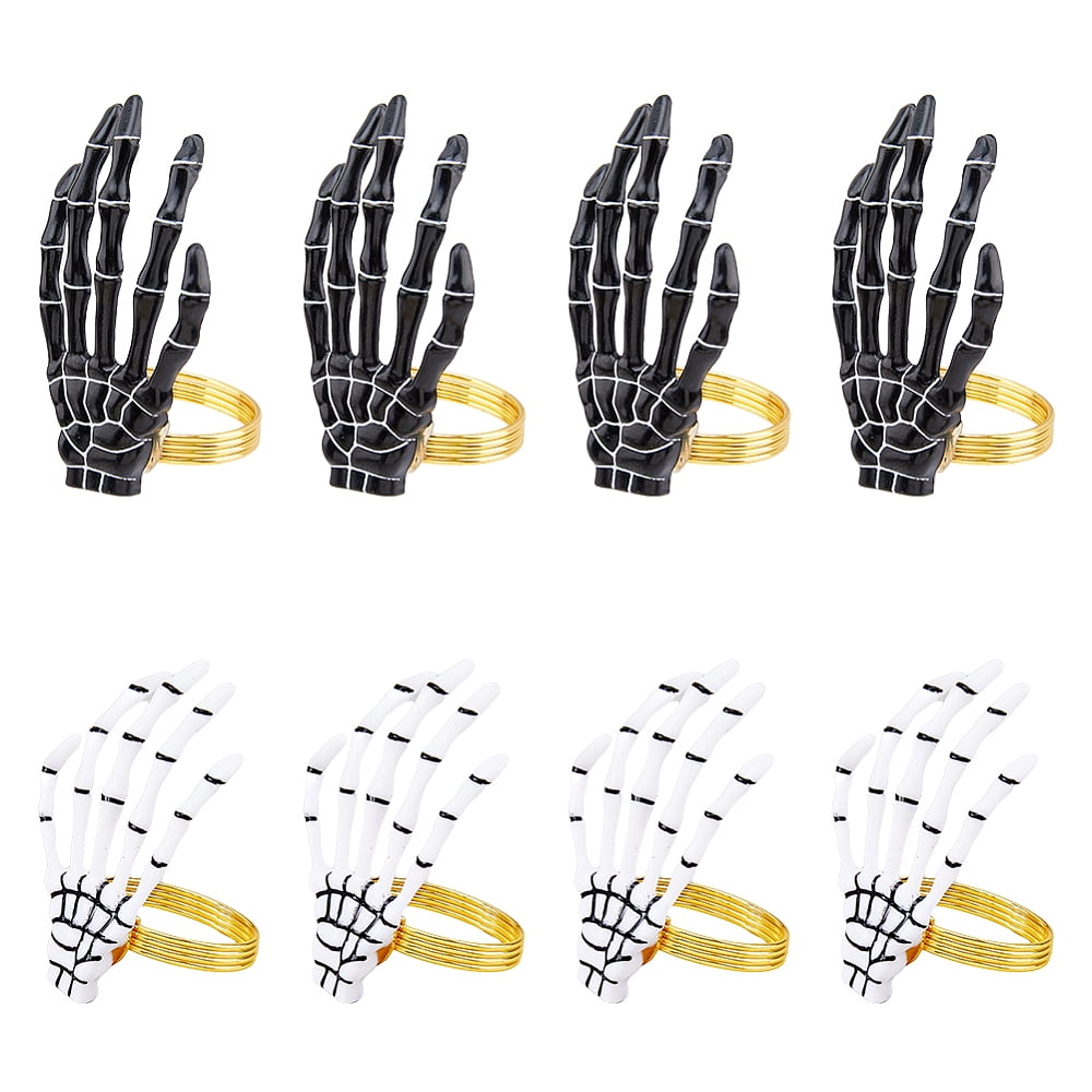 8Pcs 2 Colors Hand Plastic Napkin Rings Handmade Hand with Alloy Napkin ...