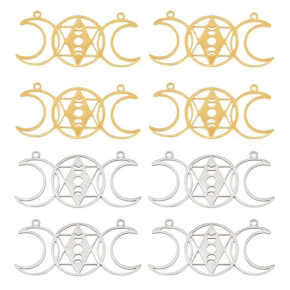 8Pcs 2 Colors Moon Phase Charms Animal Charms Moon Goddess Links ...