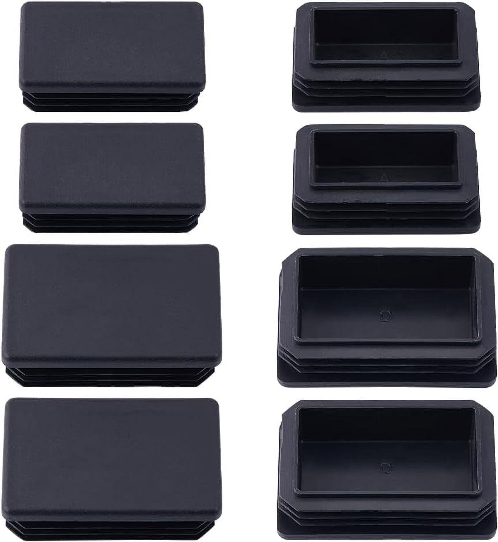 8Pcs 2 Sizes Black Rectangle Plastic Plug Insert Tubing End Caps Tube ...