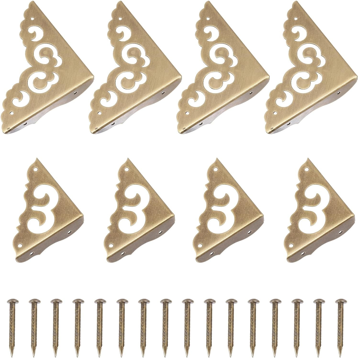 8Pcs 2 Sizes Metal Furniture Corner Protector Vintage Triangle ...