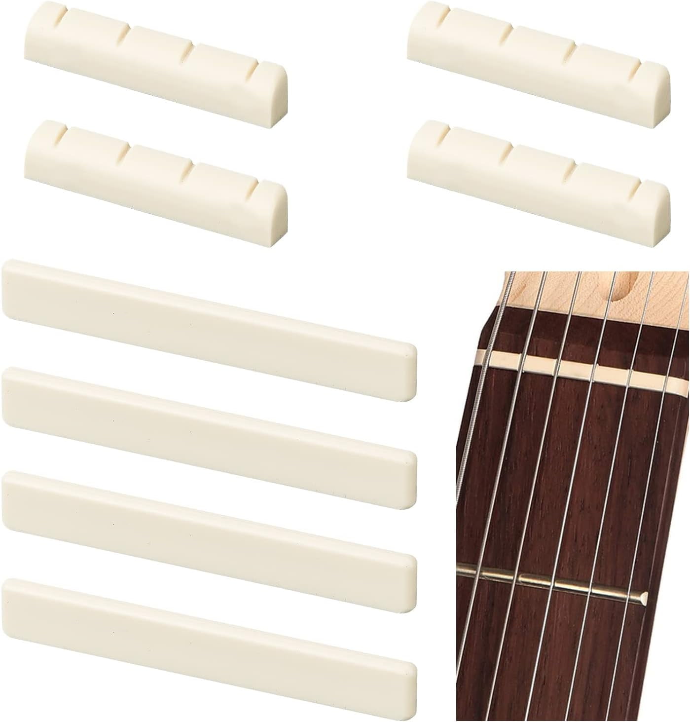 8Pcs 2 Style Plastic Ukulele Nuts Bone Ukulele Nut and Saddle Used for ...