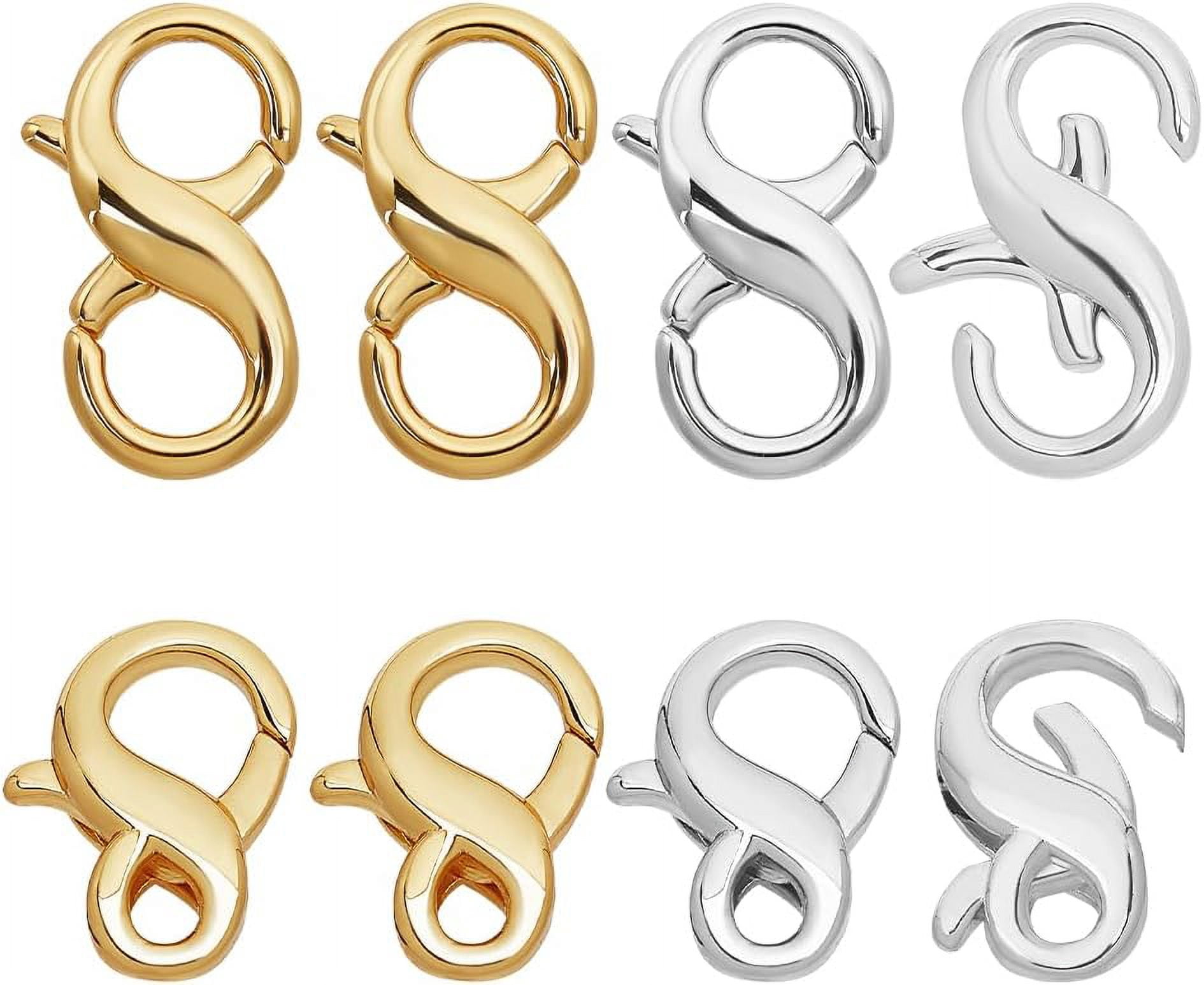 8Pcs 2 Styles Double Lobster Clasp Golden Silver Lobster Clasps Double ...
