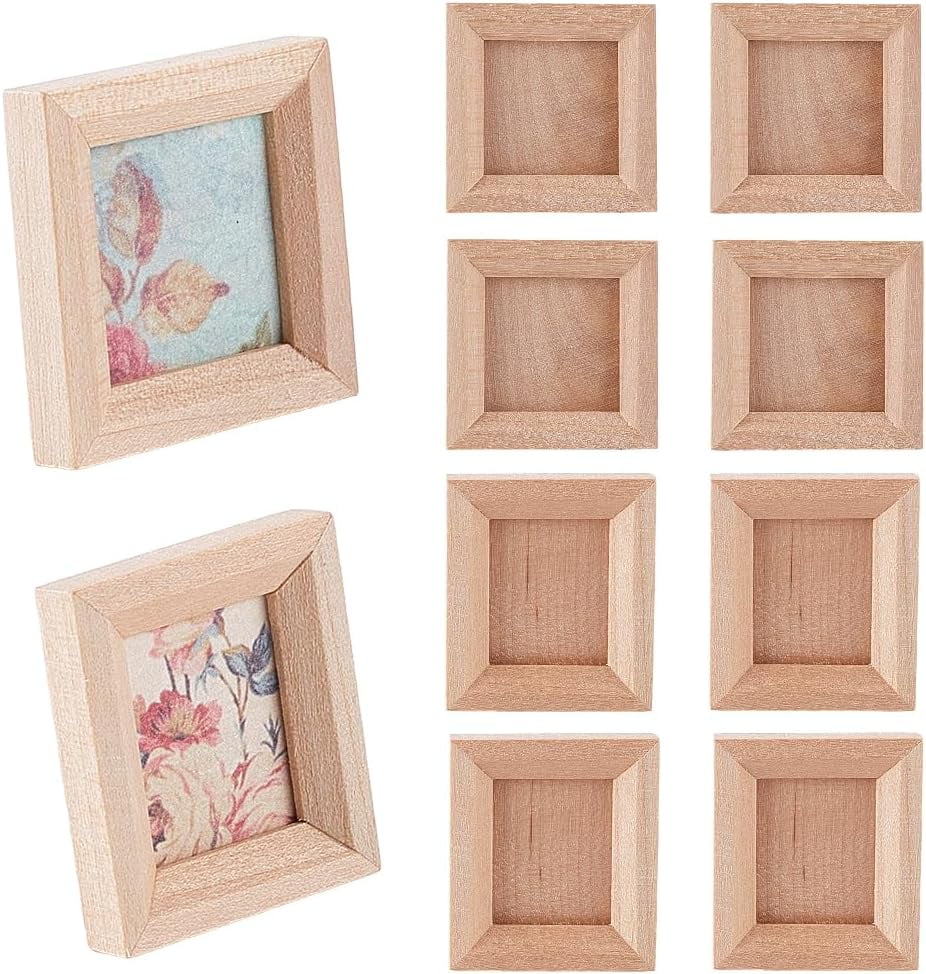 8Pcs 2 Styles Miniature Photo Frame Wood Dollhouse Decoration Furniture ...