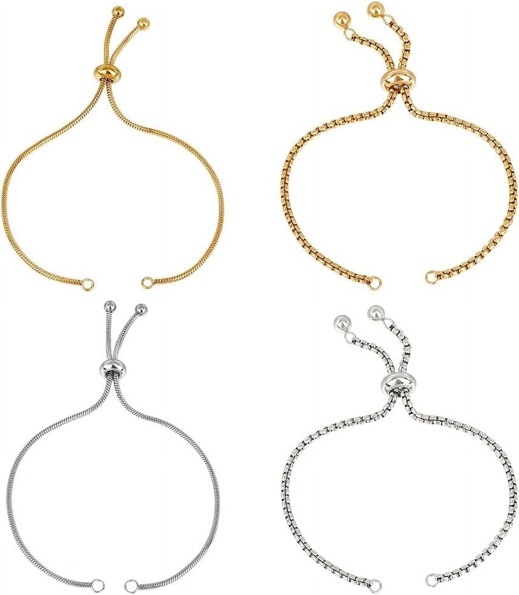 8Pcs 2 Styles Stainless Steel Slider Bracelet Bolo Bracelets Makings ...