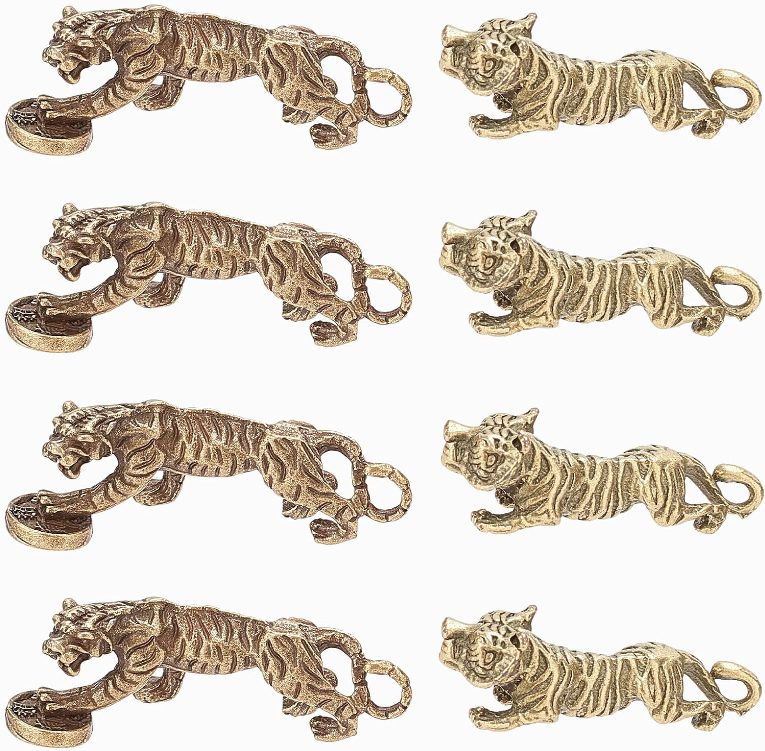 8Pcs 2 Styles Tiger Pendants Tibetan Style Tiger Statue Figures Charms ...