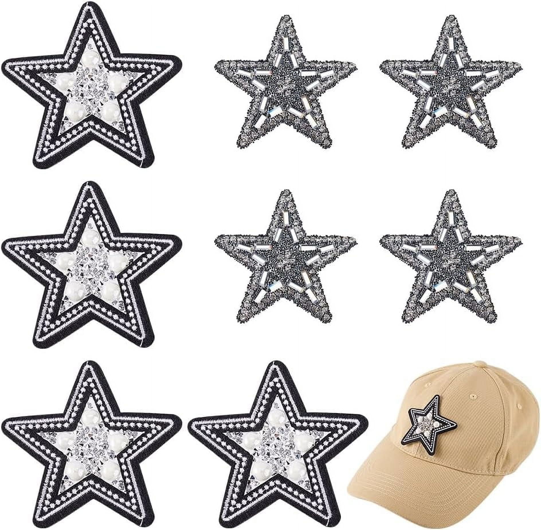 8Pcs 2 Styles Twinkling Stars Embroidered Applique Patches Star Embroidery Cloth Sew on ...