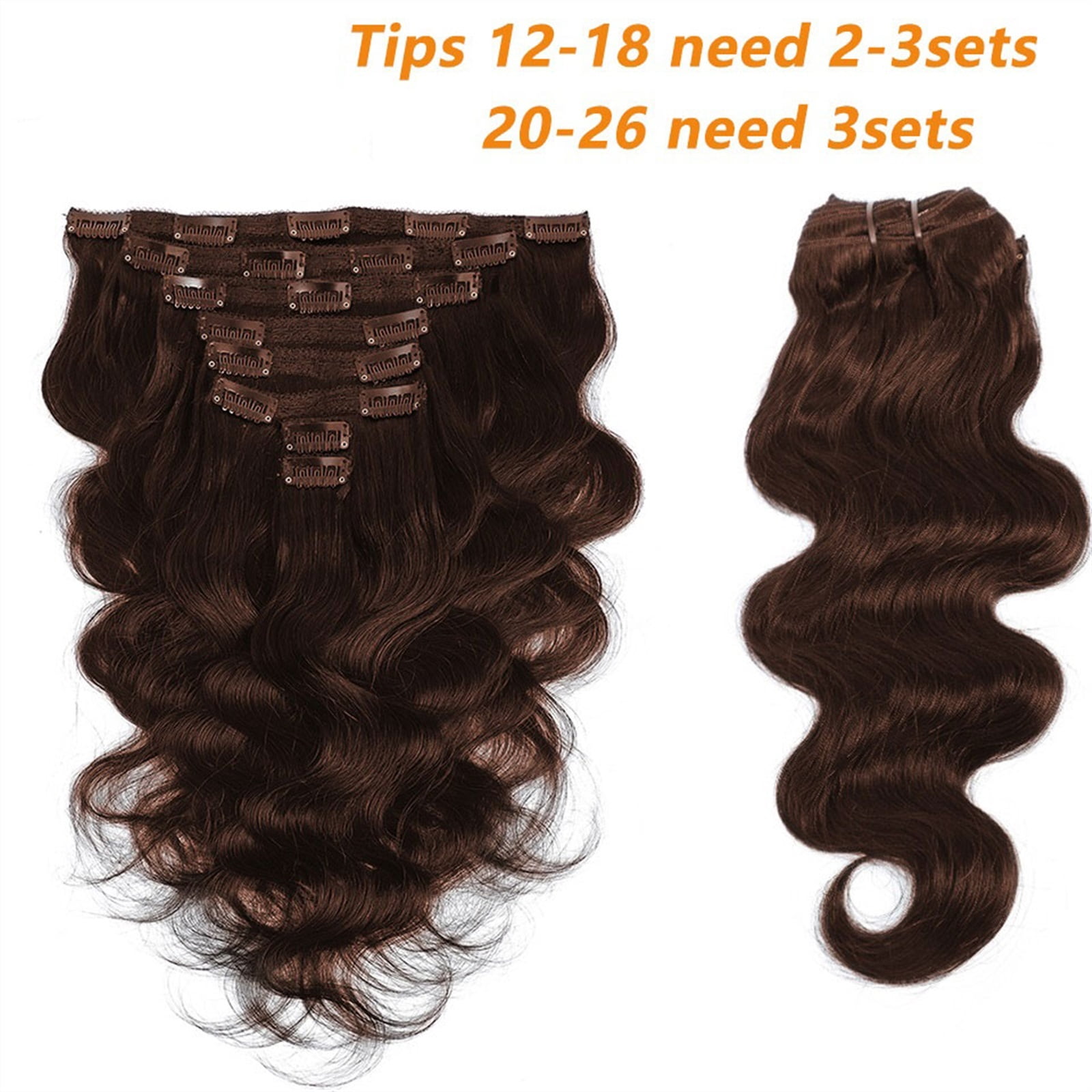 8Pcs 20 Clips Wavy Curly Full Head Clip in on Double Weft Hair ...