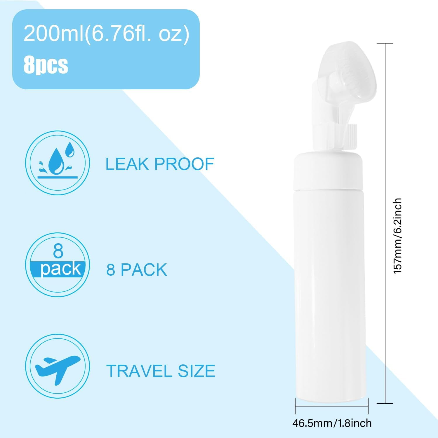 8Pcs 200ml/6.76 Fl.Oz Foam Pump Bottle with Silicone Brush One-Hand ...