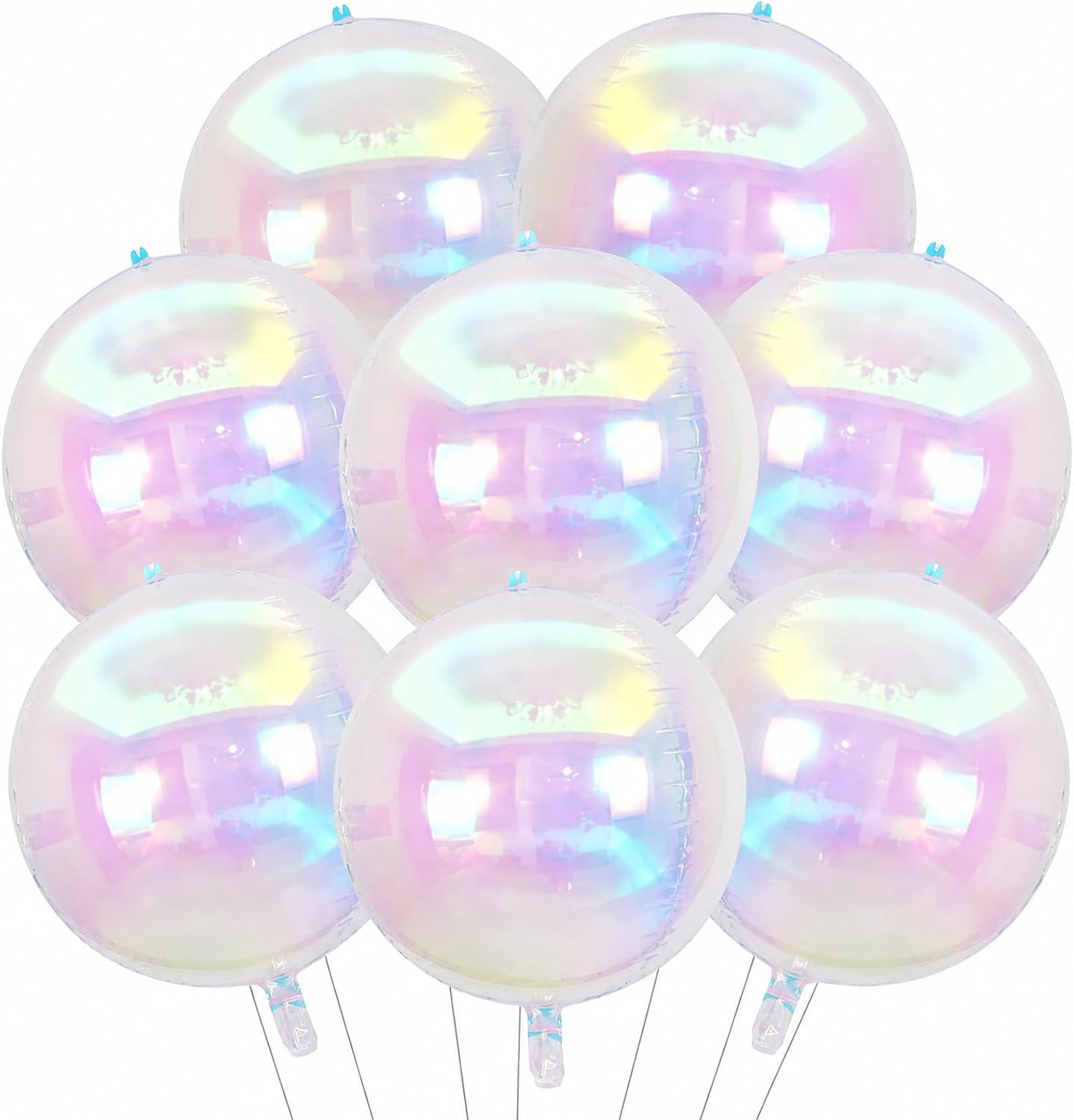 8Pcs 22Inch Large Iridescent 4D Giant Round Foil Balloon 4D Metallic ...