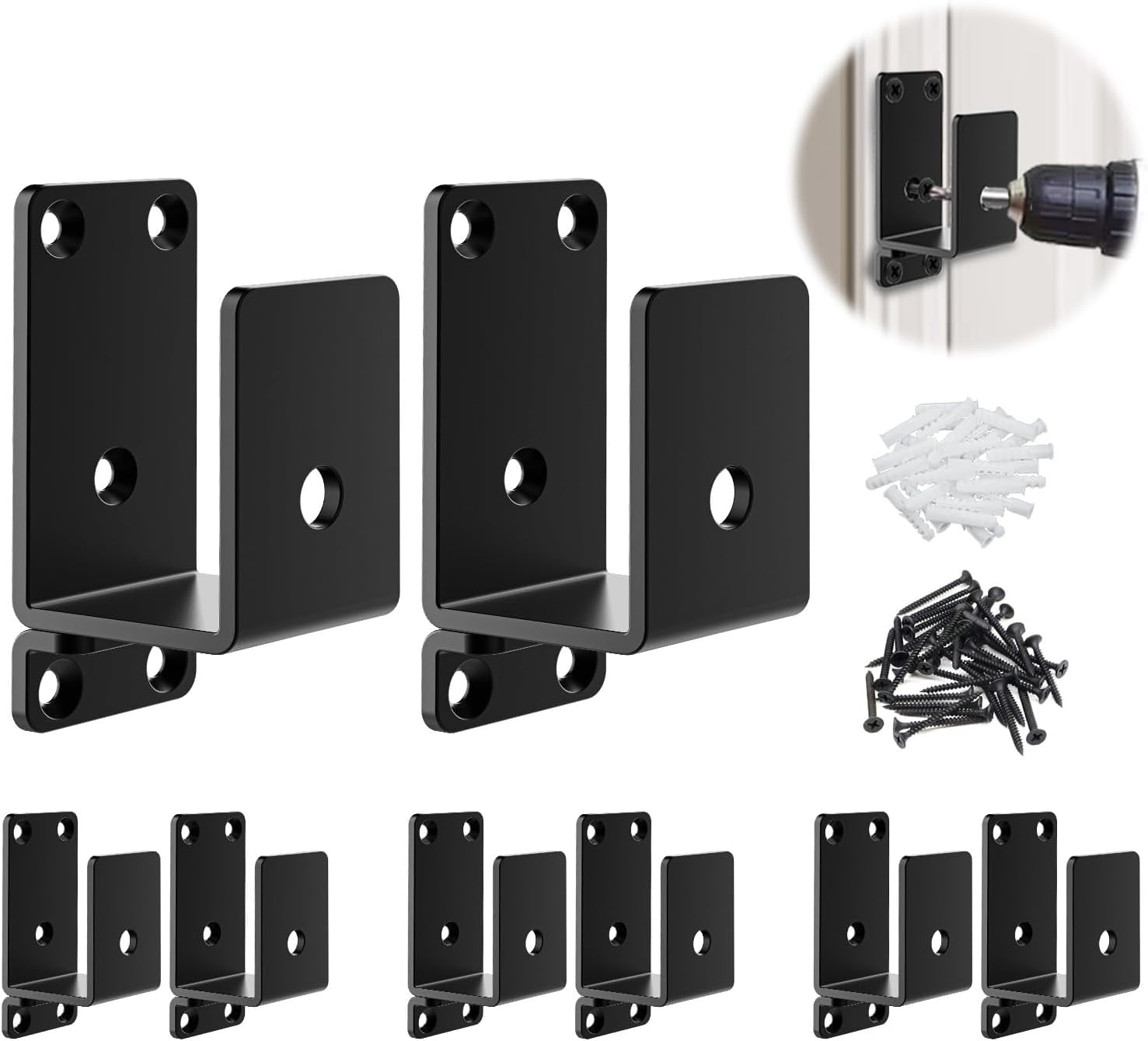 8Pcs 2x4 Door Barricade Brackets, Heavy Duty Door Security Bar, Drop ...