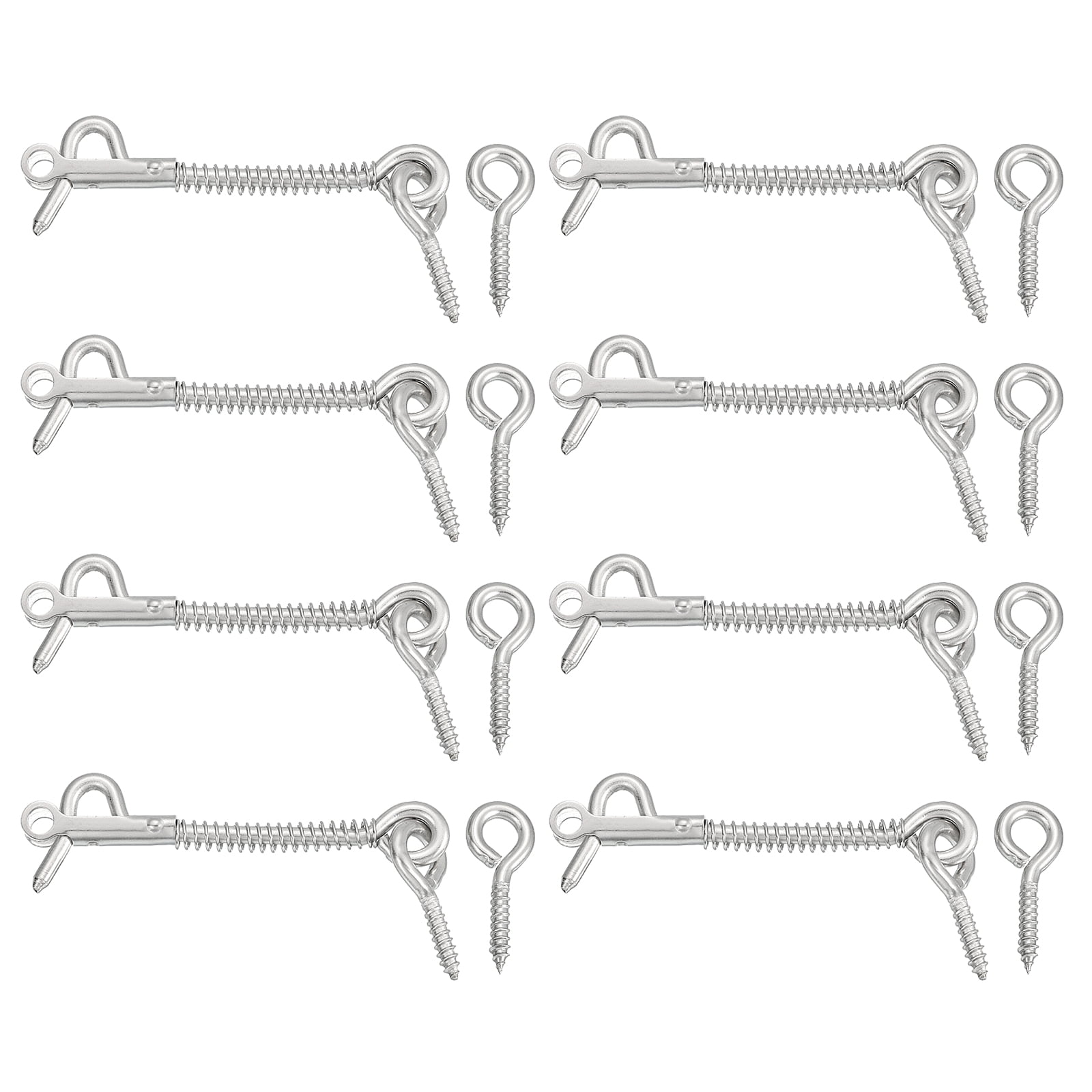 8Pcs 3" Cabin Hook Eye Latch, 304 Stainless Steel Spring Hook and Eye ...