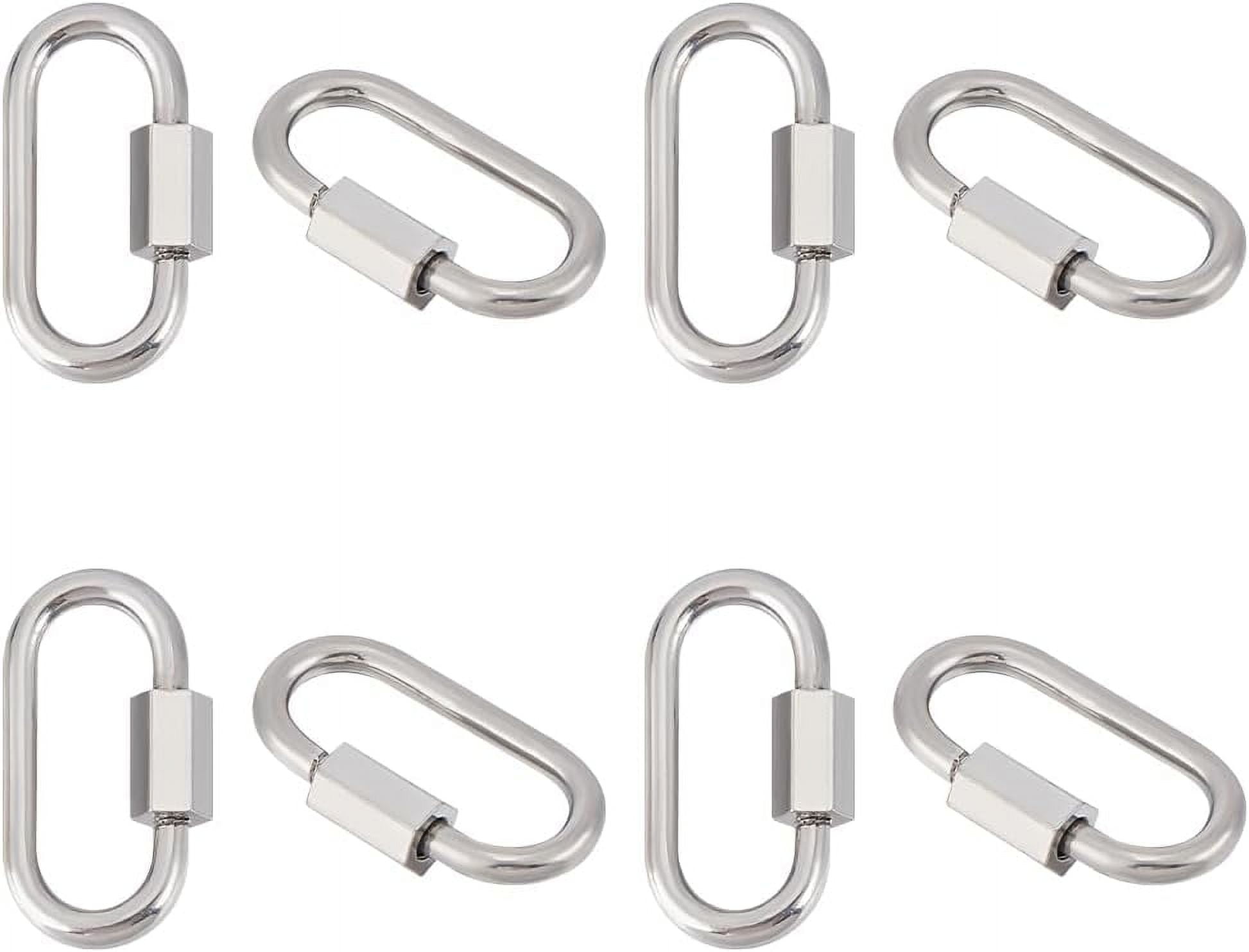8Pcs 304 Stainless Steel Screw Carabiner Lock Charms Oval Keychain ...